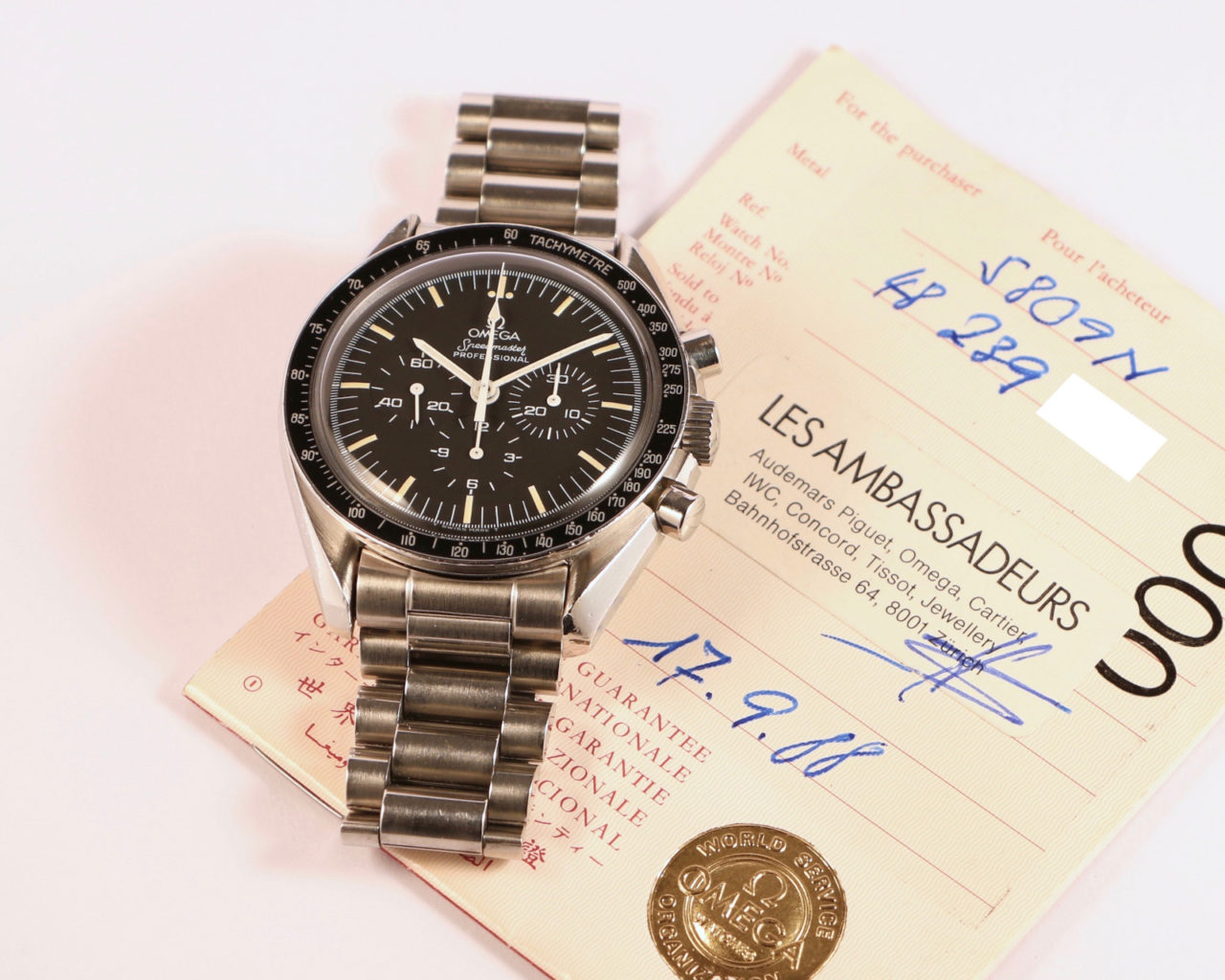 Rare Omega Speedmaster 3590.50 Full Set from 1988 with 1450 bracelet ...