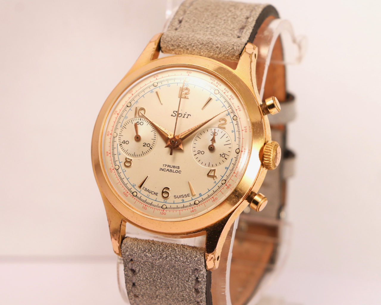 Vintage Spir chronograph 2 subdials gold plated fully serviced ...