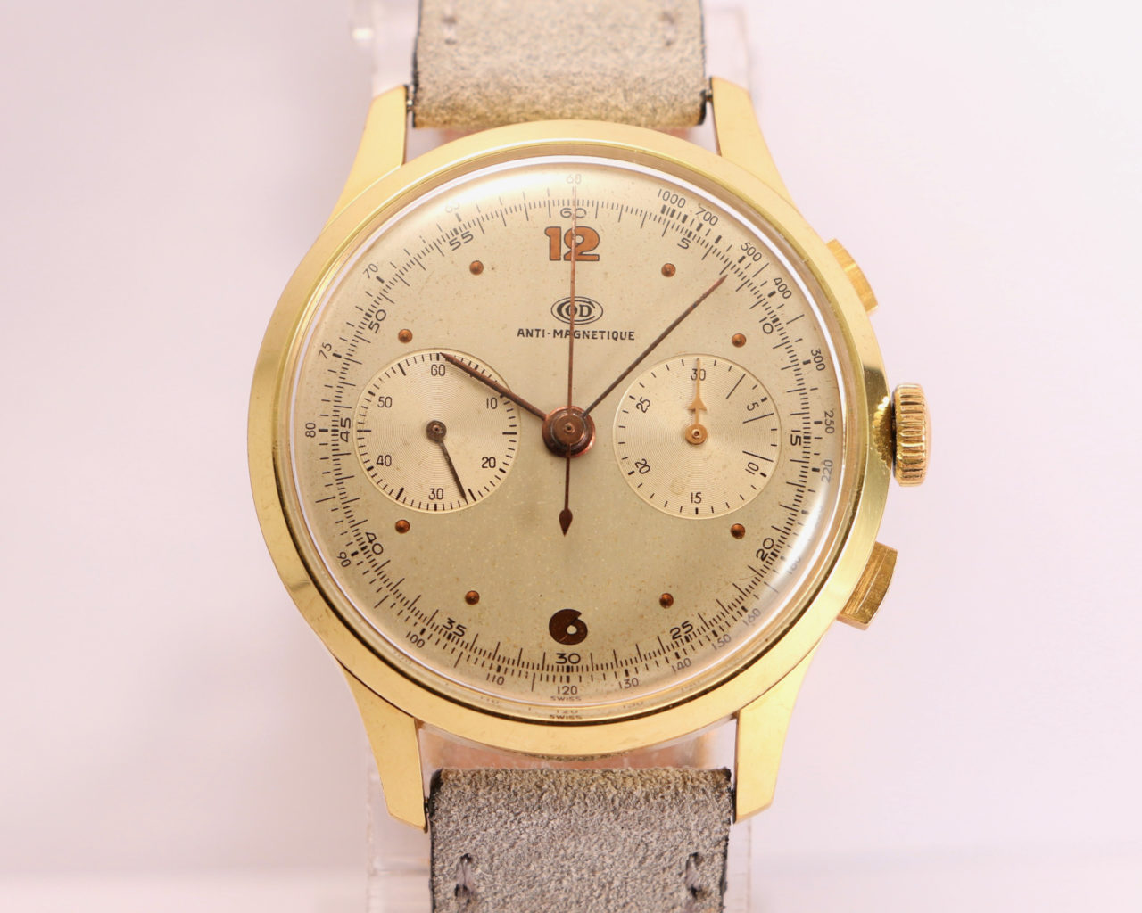 Vintage Oversize chronograph 2 subdials gold plated fully serviced ...