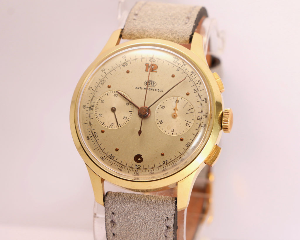 Vintage Oversize chronograph 2 subdials gold plated fully serviced ...