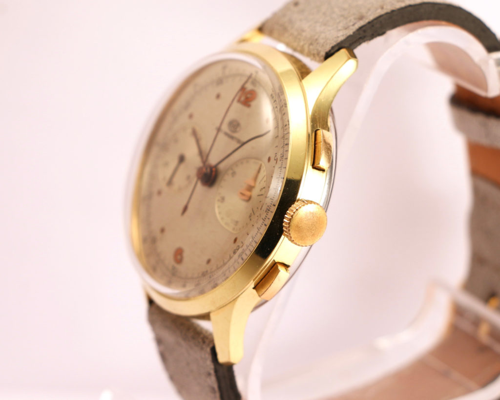 Vintage Oversize chronograph 2 subdials gold plated fully serviced ...
