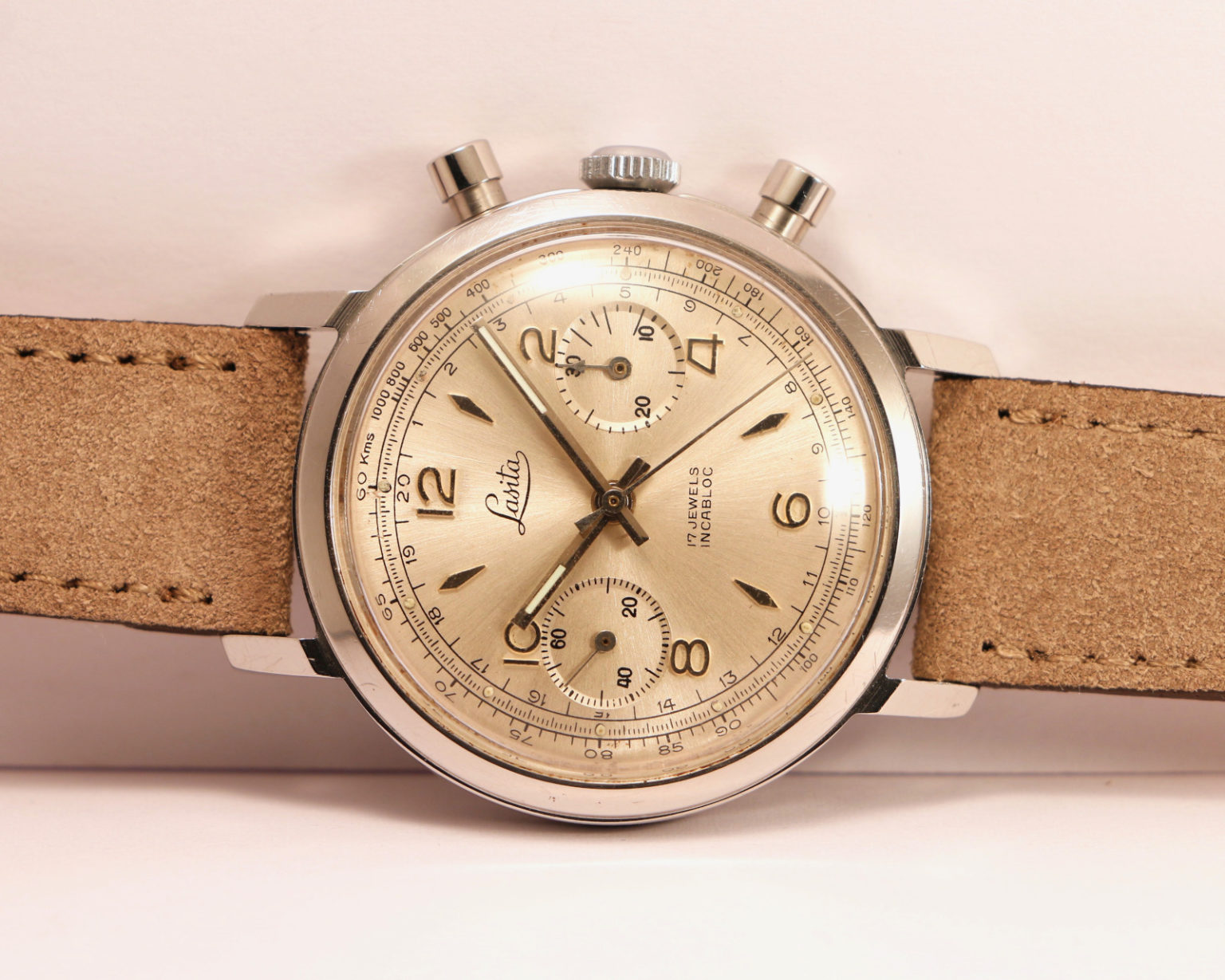 Vintage steel chronograph “Lasita” caliber Venus 188 – Brussels Vintage ...