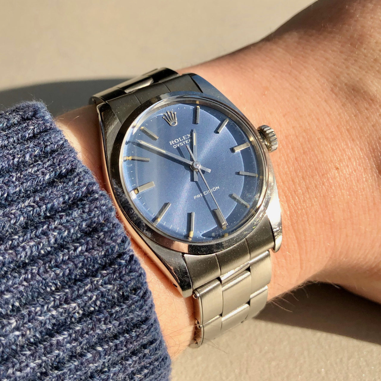 Rolex Oyster Precision ref. 6422 beautiful blue dial on riveted ...