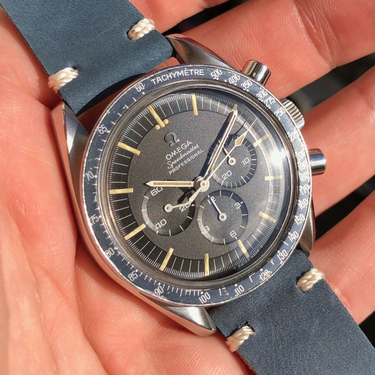 Very nice Omega Speedmaster Pre-Moon 145.012-67 cal. 321 blue bezel ...
