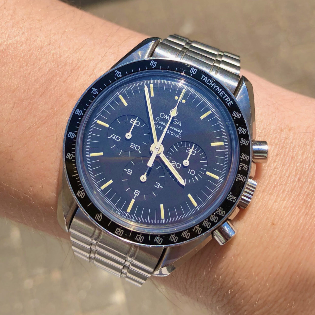 Extremely rare Omega Speedmaster vintage 145.022 “Blue Hesalite” circa ...