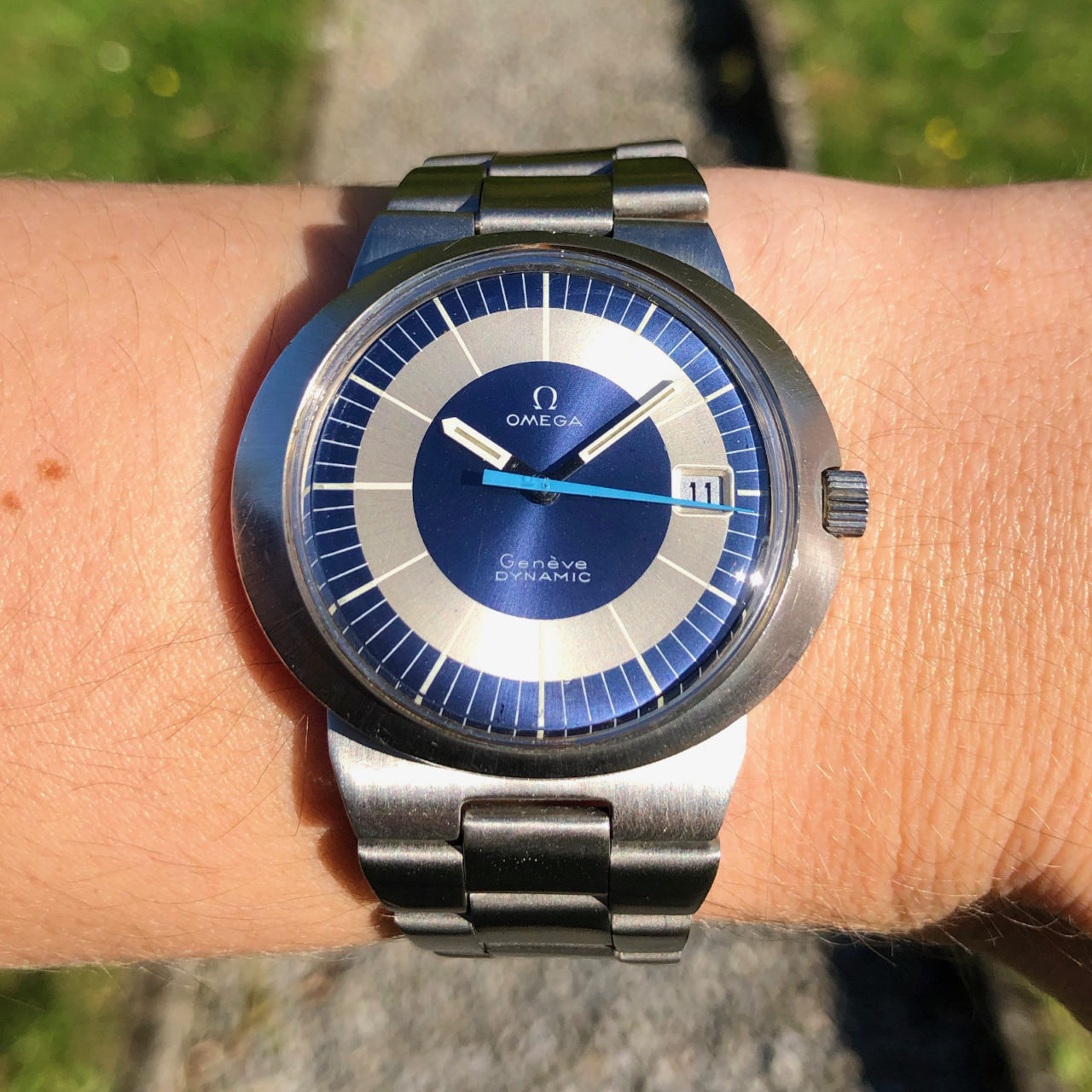 Omega Genève Dynamic blue dial ref. 136.033 on steel bracelet ...