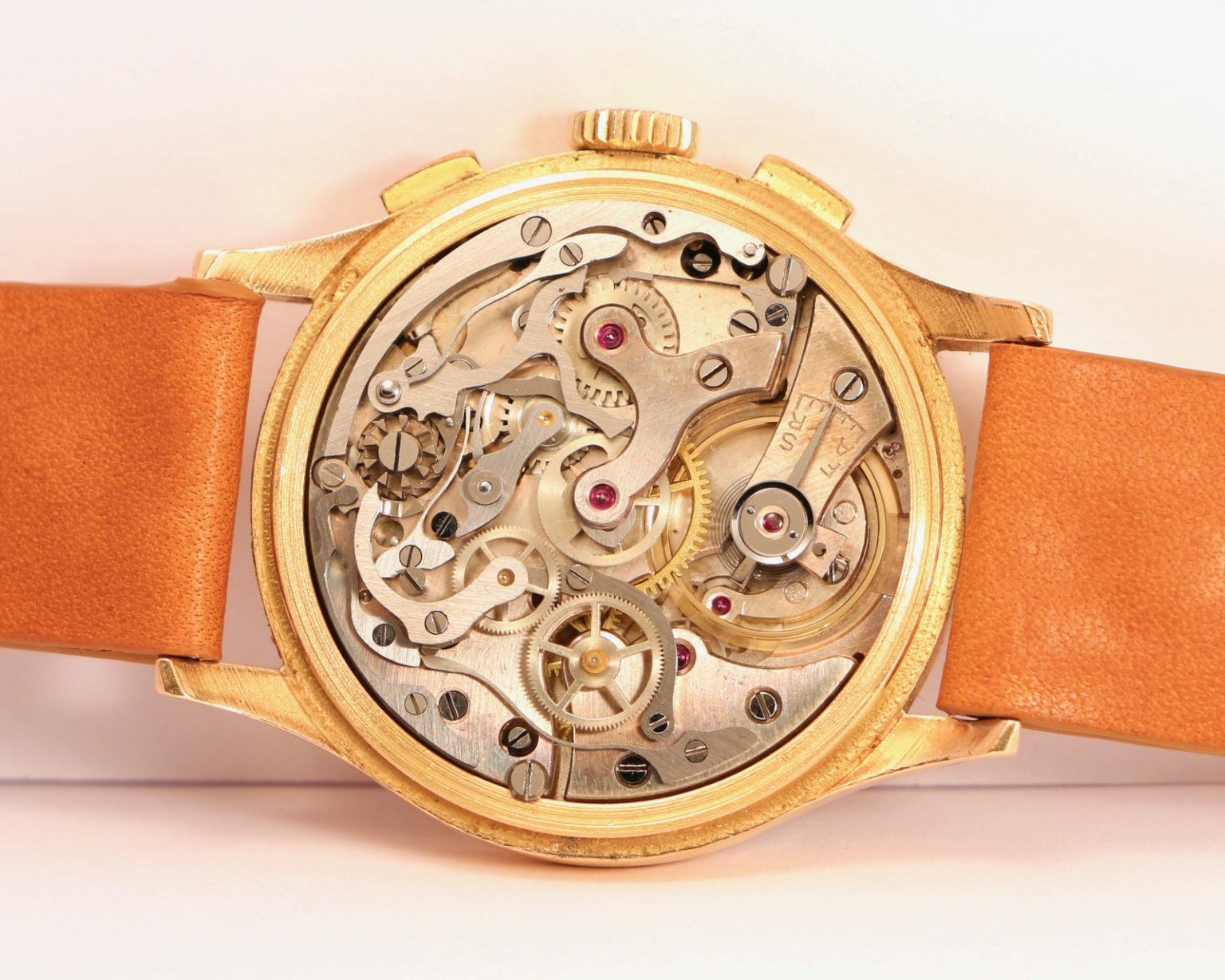 Rare Leonidas Pre-Heuer “Big Eyes” Chronograph 18K gold cal. Valjoux 22 ...