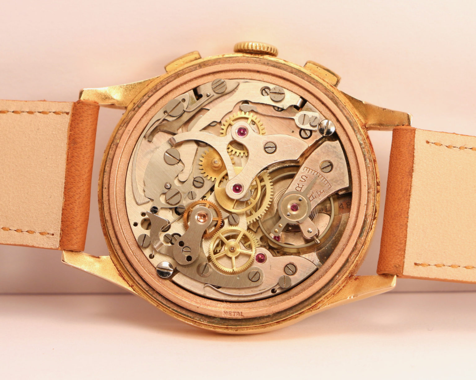 Oversize 18K rose gold Erzer Chronographe Suisse – Brussels Vintage Watches